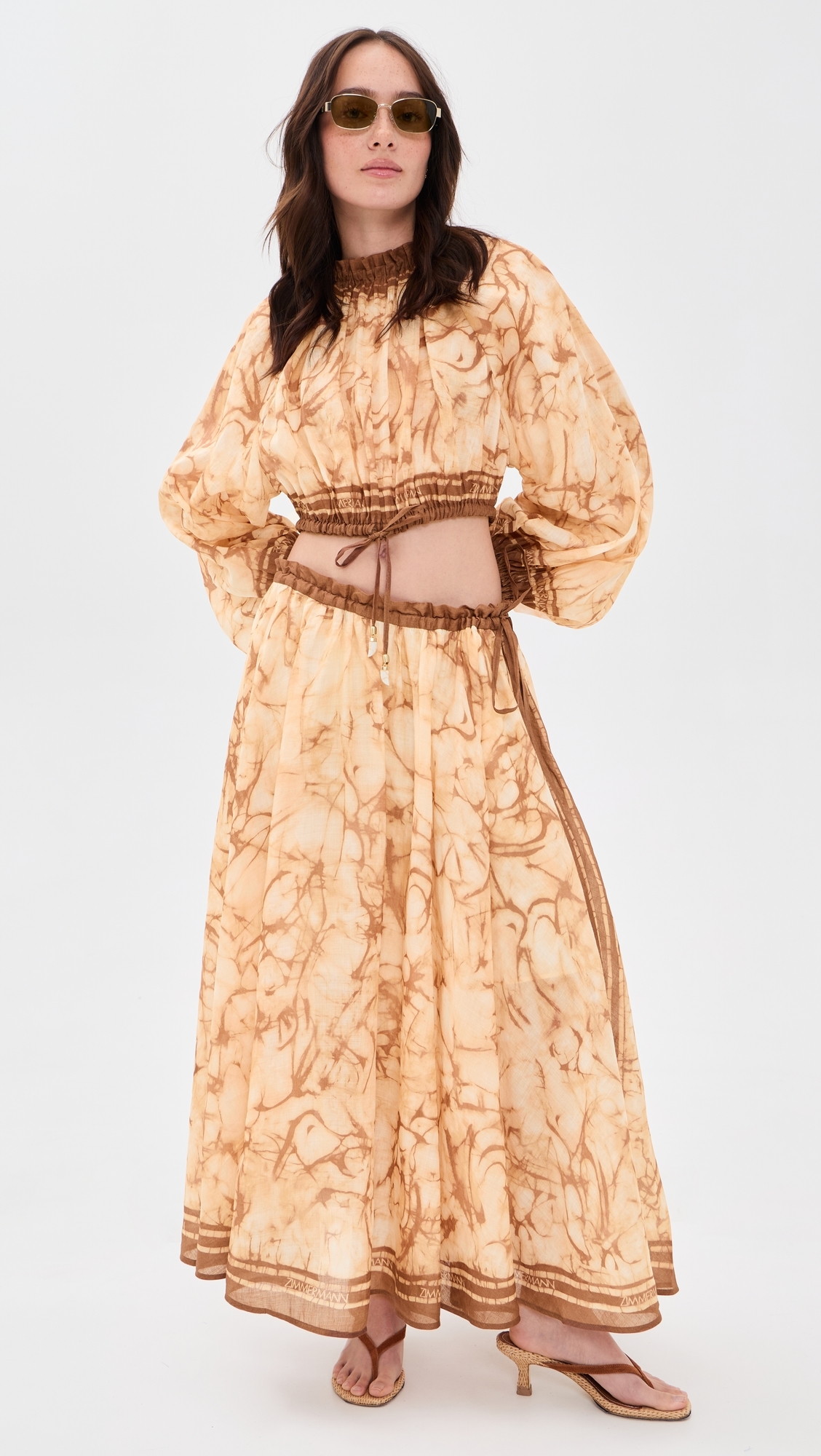 ZIMMERMANN Zimmermann Indra Tie-Dye Ramie Midi Skirt